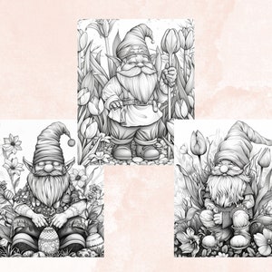 40 Easter Gnome Coloring Book, Printable Easter Garden Gnomes Coloring ...