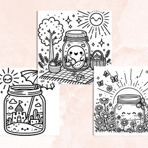 Bold and Easy Coloring Book, Cute Kawaii Sunny Jar Coloring Pages ...