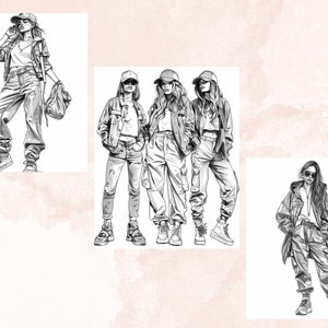 45 Street Style Girls Coloring Book, Printable PDF, Hiphop Fashion ...