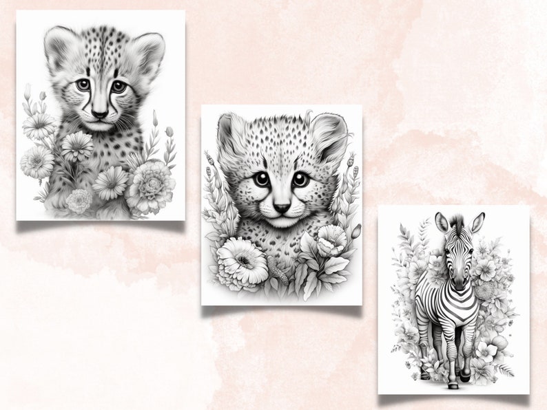 25 Baby Safari Animals Coloring Book Printable African Animal - Etsy