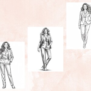 55 Office Style Girls in Suits Coloring Book, Printable PDF, Edgy ...