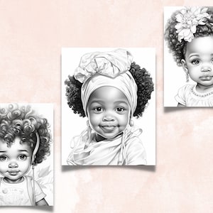 55 Cute Black Babies Coloring Book, Printable Sleeping Afro Baby ...