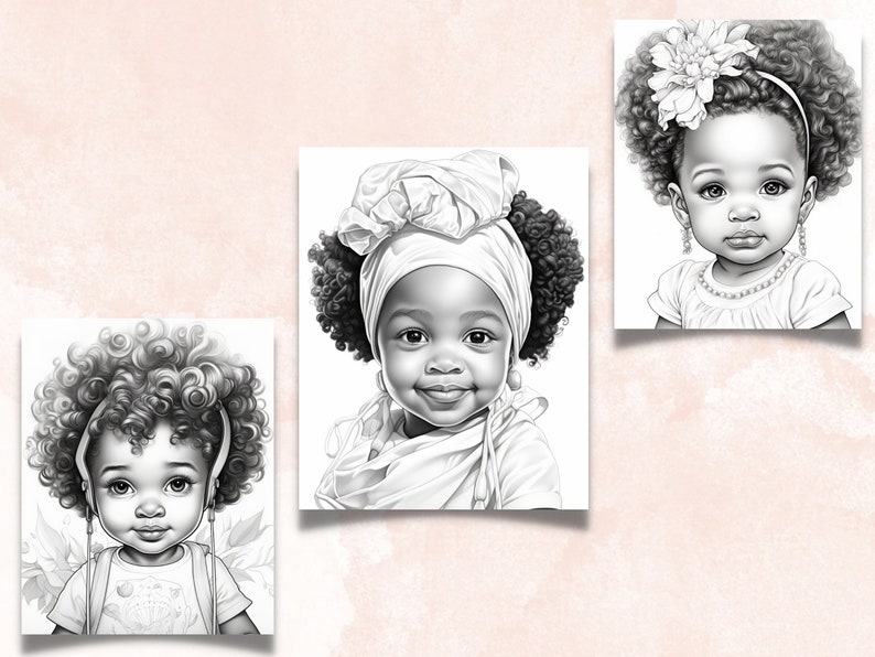 55 Cute Black Babies Coloring Book, Printable Sleeping Afro Baby ...