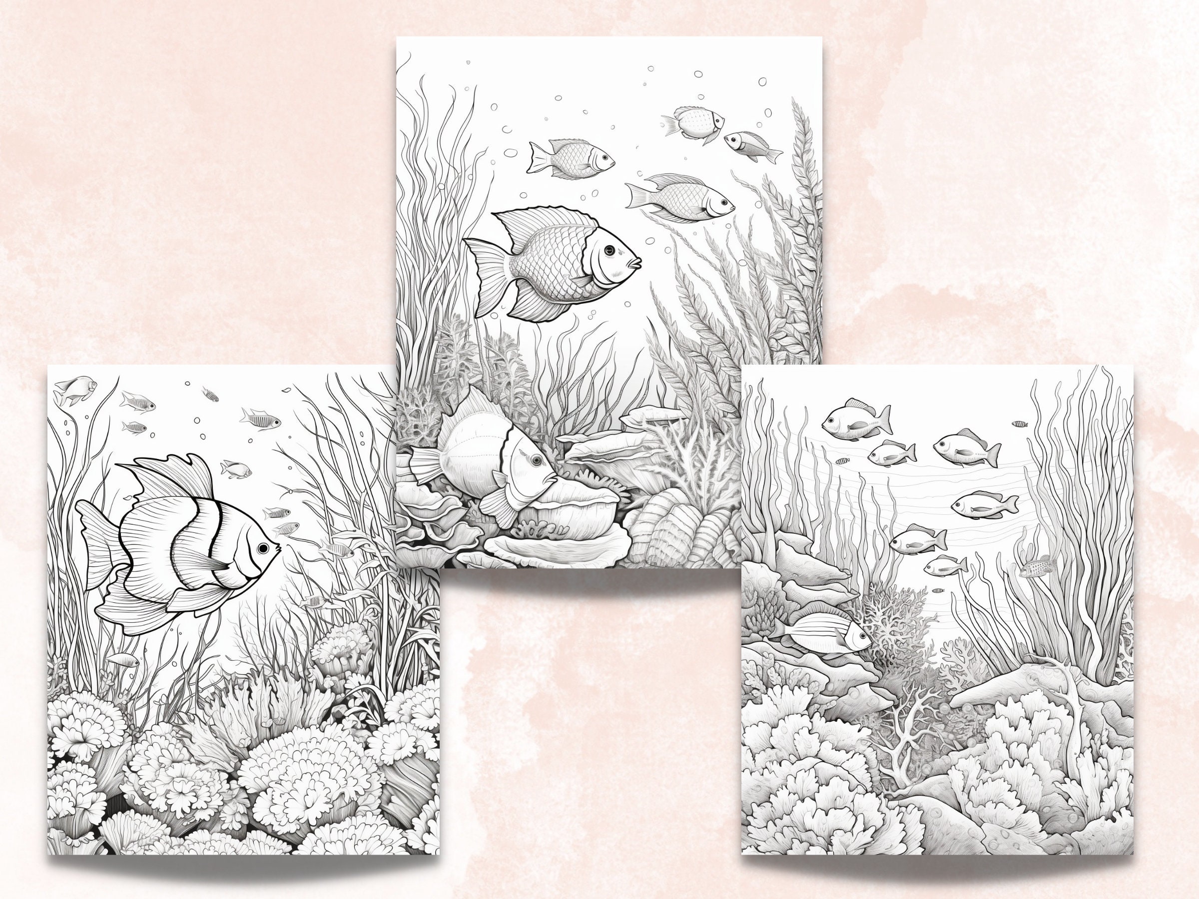 50 Enchanted Underwater Coloring Book, Printable Under the Sea Coloring ...