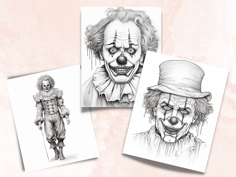 22 Creepy Evil Clowns Coloring Book Printable PDF Horror - Etsy