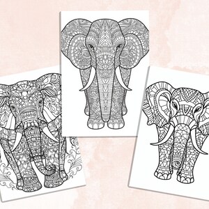 30 Elephant Mandala Coloring Book, Printable Stress Relief Patterns ...
