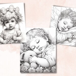 45 Cute Babies Coloring Book, Printable Sleeping Baby Coloring Pages ...