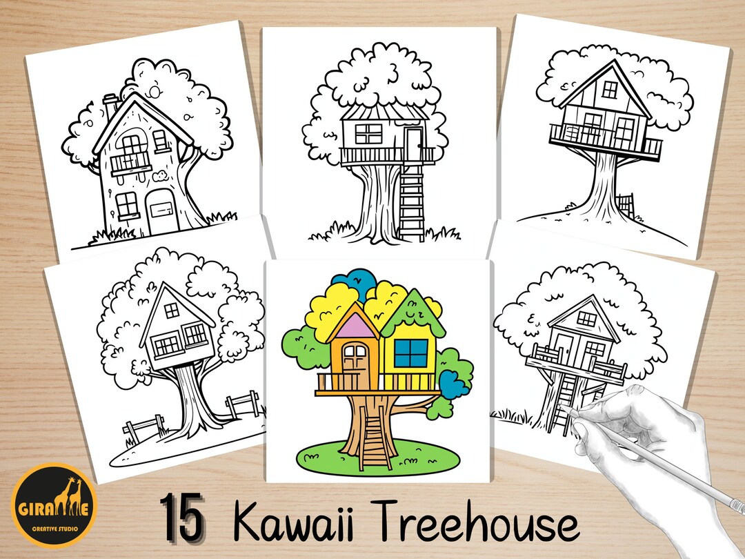 Bold and Easy House Coloring Book, Fantasy Treehouse Coloring Pages ...