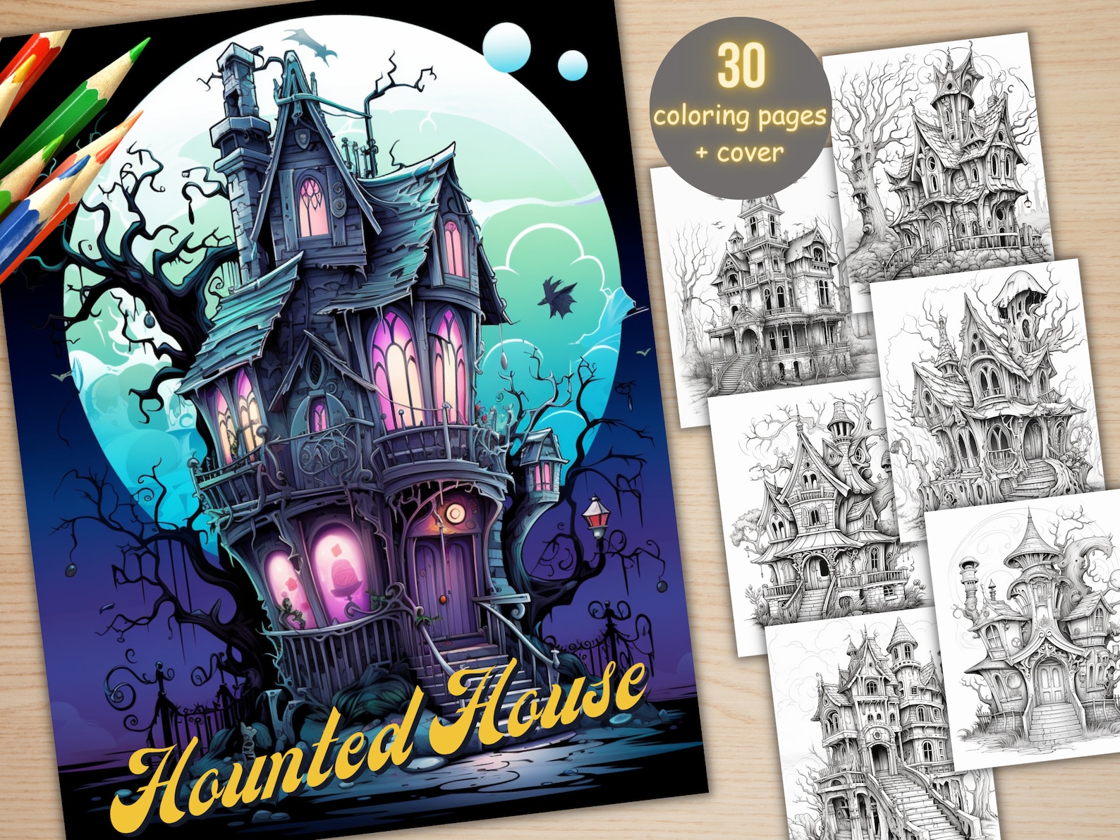 30 Hounted Houses Coloring Book Printable Gothic Spooky - Etsy