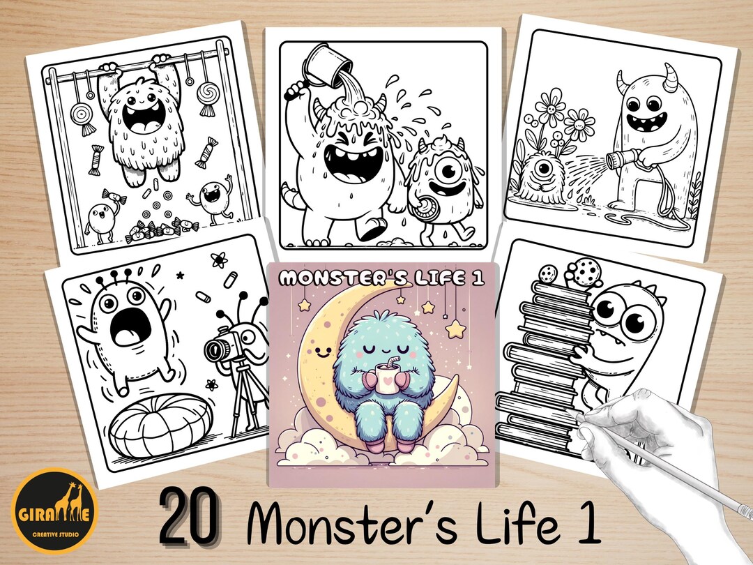 Bold and Easy Coloring Book, Cute Monsters Coloring Pages, Cozy Comfy ...