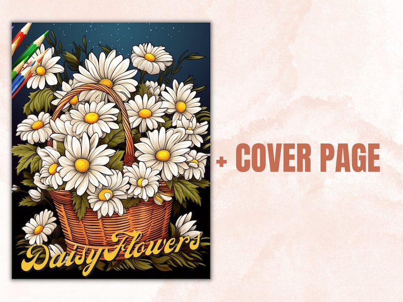 55 Daisy Flowers Coloring Book, Printable PDF, Botanical Floral Plant ...