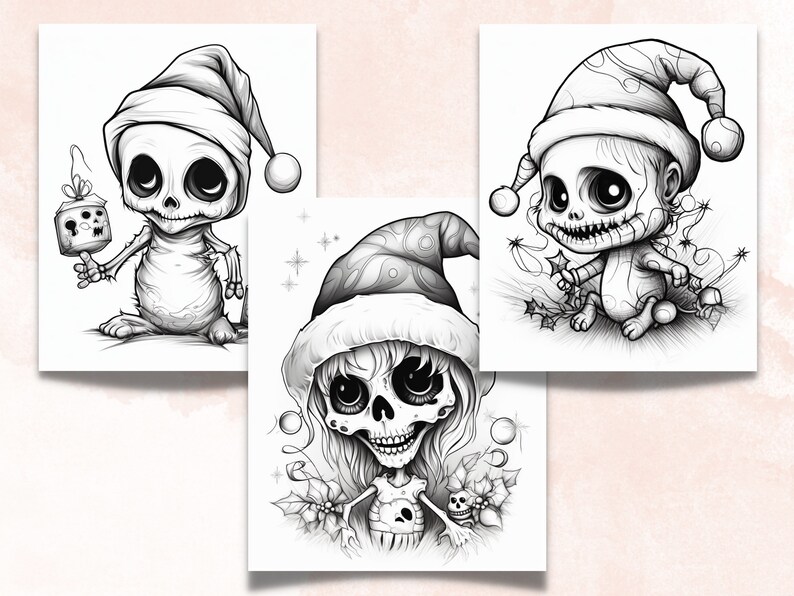 60 Cute Creepy Christmas Bundle Coloring Book, Printable Horror Xmas ...