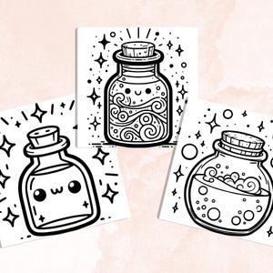 Bold and Easy Coloring Book, Cute Magic Potion Jar Coloring Pages ...