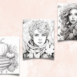 100 Fall Bundle Coloring Book, Printable Fall Pumpkin Scenes Coloring ...