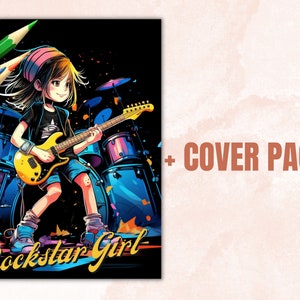 28 Rockstar Girl Coloring Book, Printable PDF, Little Cute Punk Style ...