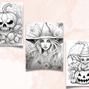 80 Halloween Big Bundle Coloring Book, Printable Gothic Creepy Pumpkin ...