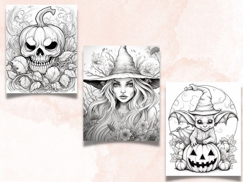 80 Halloween Big Bundle Coloring Book, Printable Gothic Creepy Pumpkin ...