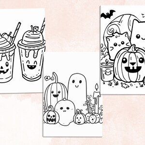 Bold and Easy Coloring Book, Cozy Kawaii Halloween Scenes Coloring ...