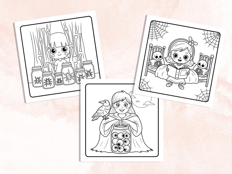 Creepy Girl Coloring Pages, Bold and Easy Coloring Book, Cute Spooky ...