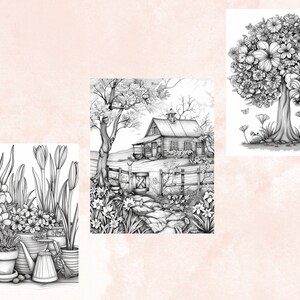 90 Spring Bundle Coloring Book, Printable Botanical Garden Scenes ...