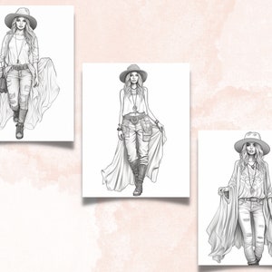 33 Bohemian Style Girls Coloring Book, Printable PDF, Boho Rustic ...