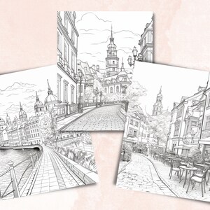 45 Prague City Coloring Book, Printable PDF, Czechia Cafe Scenes ...