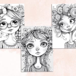 40 Quirky Girk Coloring Book, Printable Whimsical Quirky Girl Coloring ...