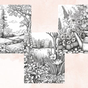 50 Spring Garden Coloring Book, Printable Floral Fairy Garden Coloring ...