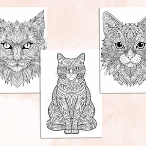 40 Cat Mandala Coloring Book, Printable Stress Relief Patterns Coloring ...
