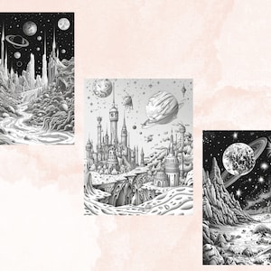 50 Enchanted Galaxy Coloring Book, Printable Fantasy Cosmic Coloring ...