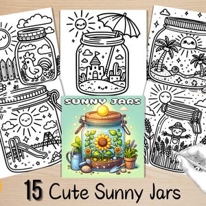 Bold and Easy Coloring Book, Cute Kawaii Sunny Jar Coloring Pages ...