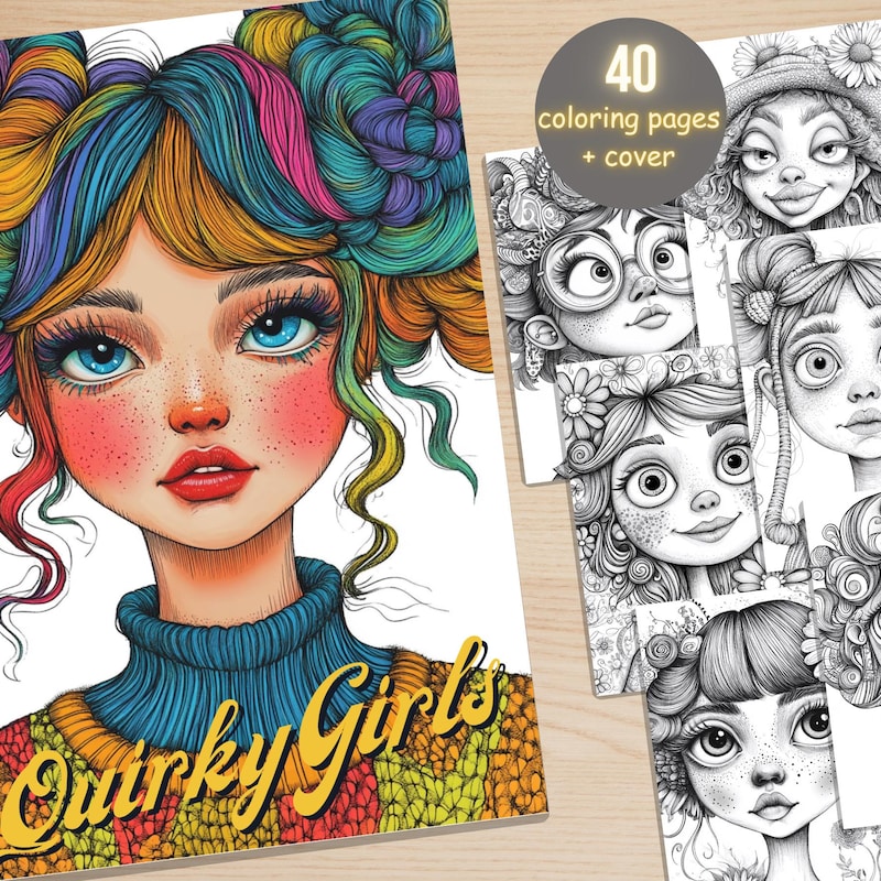 Quirky Girl Coloring Book - Etsy