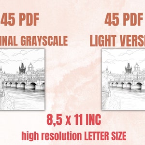 45 Prague City Coloring Book, Printable PDF, Czechia Cafe Scenes ...