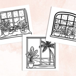 Bold and Easy Coloring Book, Cozy Window Scenes Coloring Pages, Cute ...