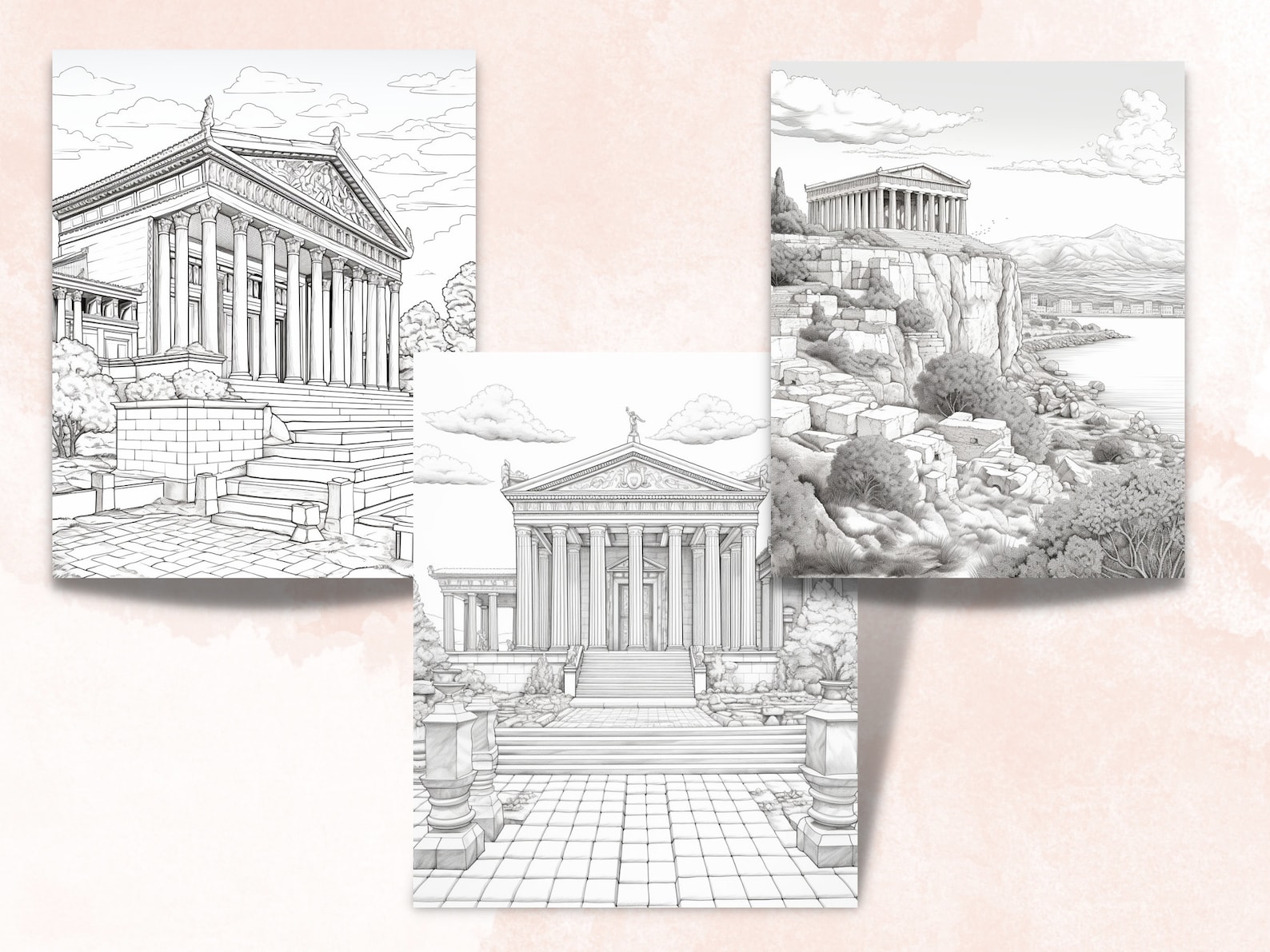 32 Ancient Greek Mythology Design Coloring Book, Printable PDF, Gods ...