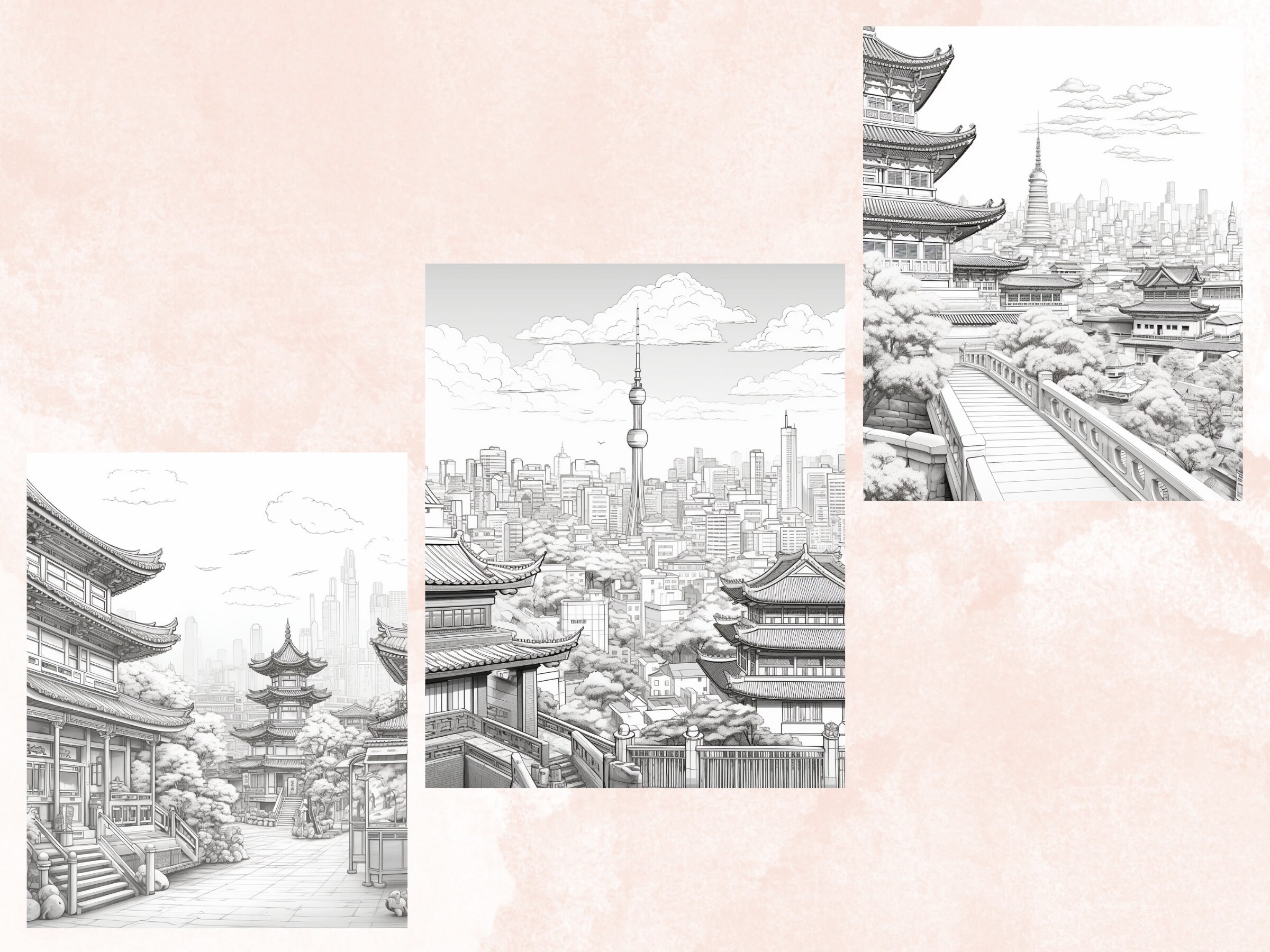 40 Seoul City Coloring Book, Printable PDF, Korean Cafe Scenes Coloring ...