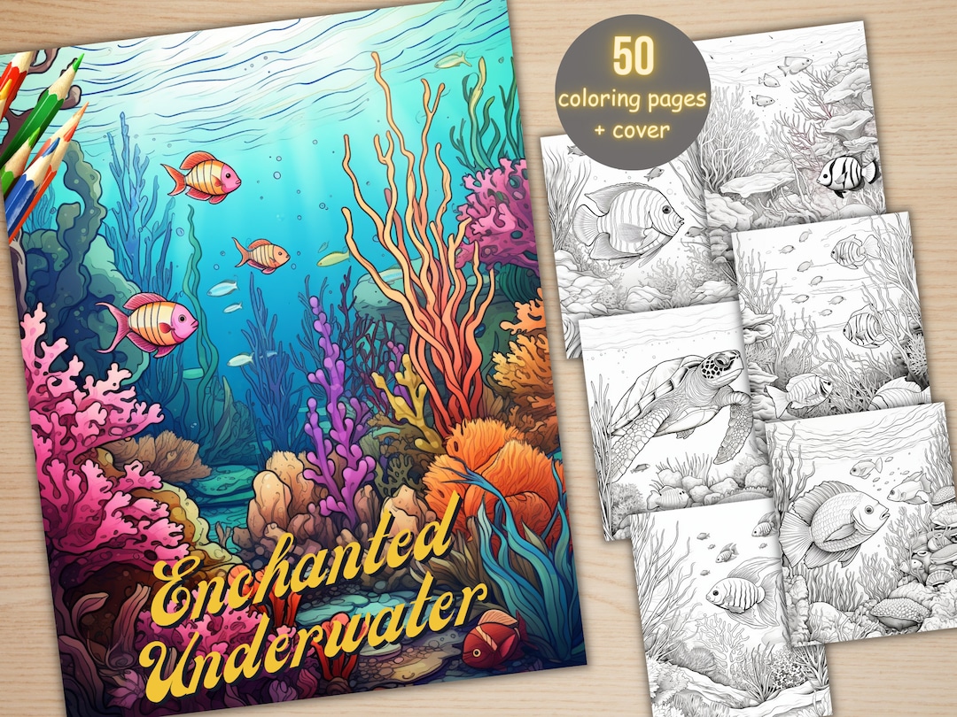 50 Enchanted Underwater Coloring Book, Printable Under the Sea Coloring ...