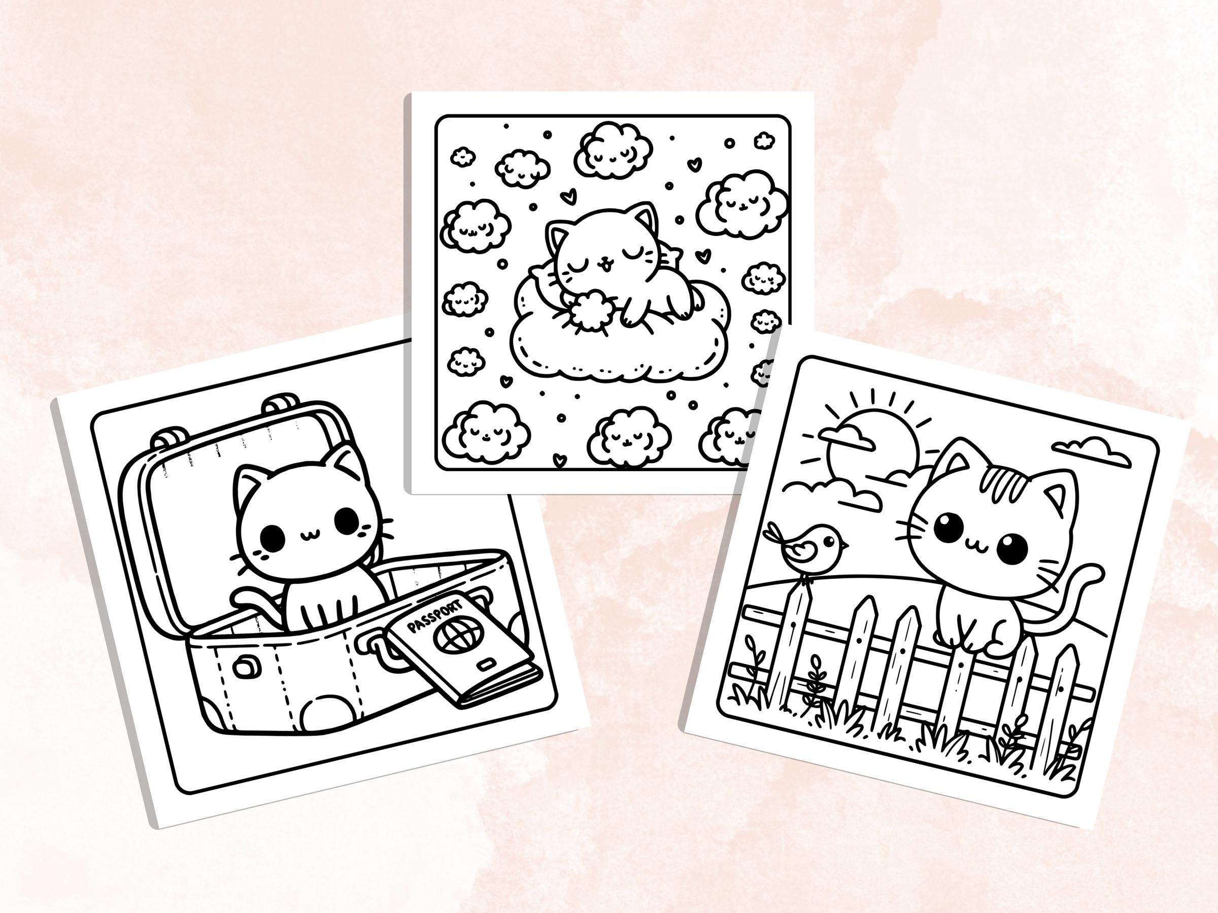 Bold and Easy Coloring Book, Cute Cozy Cat's Life Coloring Pages, Comfy ...