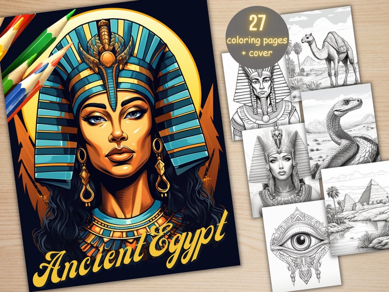 27 Ancient Egypt Mythology Design Coloring Book, Printable PDF, Gods ...