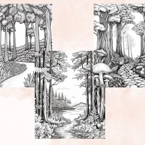 50 Spring Forest Coloring Book, Printable Floral Woodland Coloring ...