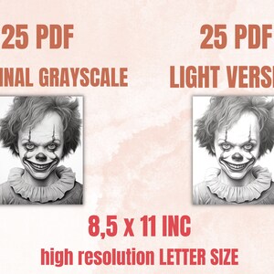 25 Little Creepy Clowns Coloring Book, Printable PDF, Horror Gothic ...