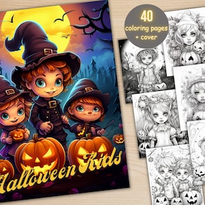 40 Cute Halloween Kids Coloring Book, Printable Cute Creepy Sweeties ...