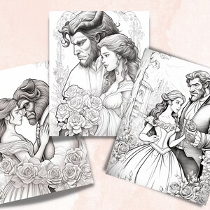 38 Beauty and the Beast Coloring Book, Printable Fairytale Princess ...