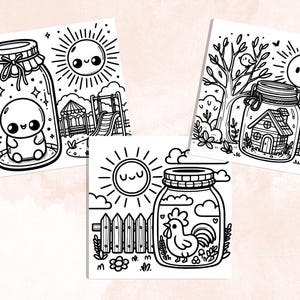 Bold and Easy Coloring Book, Cute Kawaii Sunny Jar Coloring Pages ...