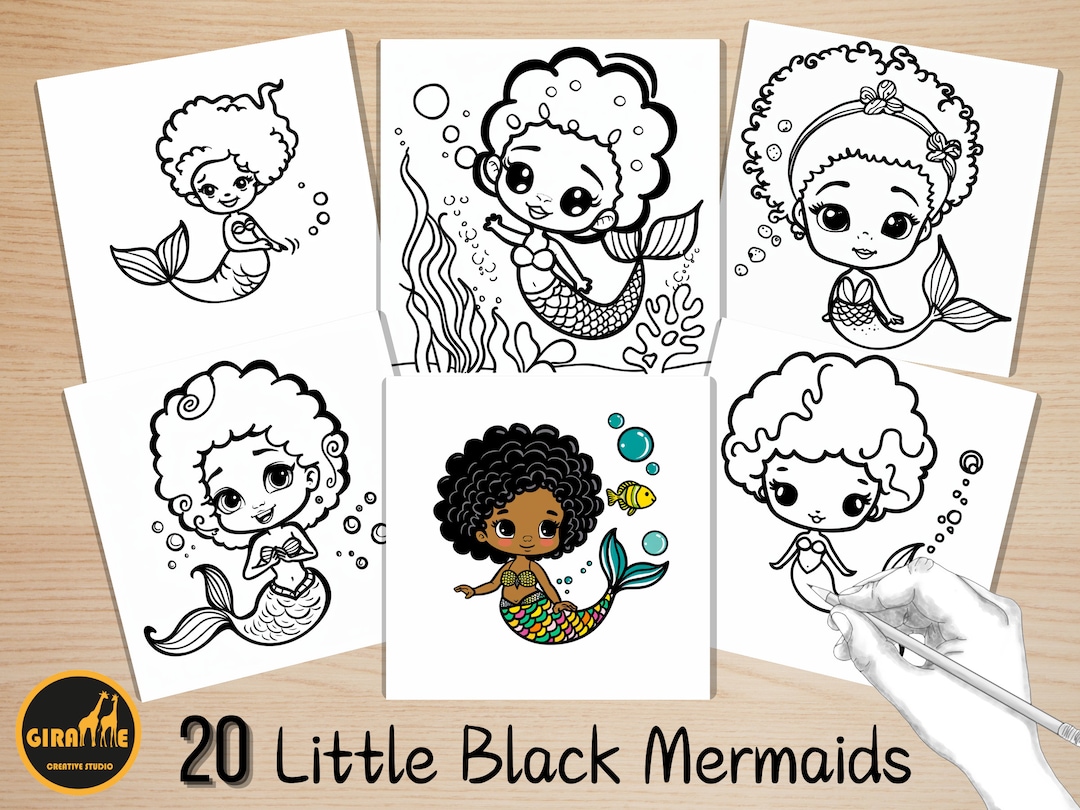 Bold and Easy Coloring Book, Little Black Mermaid Coloring Pages ...