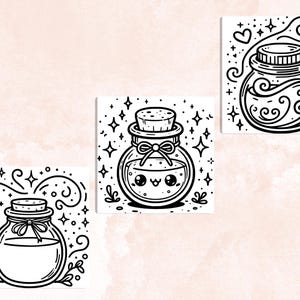 Bold and Easy Coloring Book, Cute Magic Potion Jar Coloring Pages ...