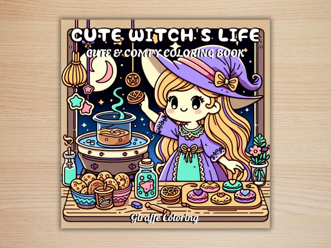 Cute Witch 's Life Coloring Book, 40 Printable Coloring Pages, Free PNG ...