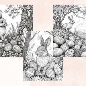 70 Easter Scenes Coloring Book, Printable Easter Bunny Coloring Pages ...