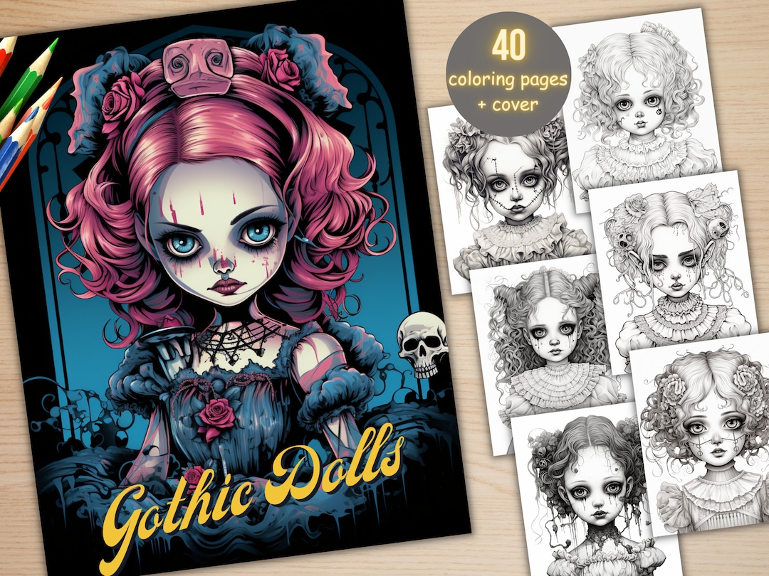 40 Cute Creepy Doll Coloring Book, Printable Horror Spooky Little Doll ...