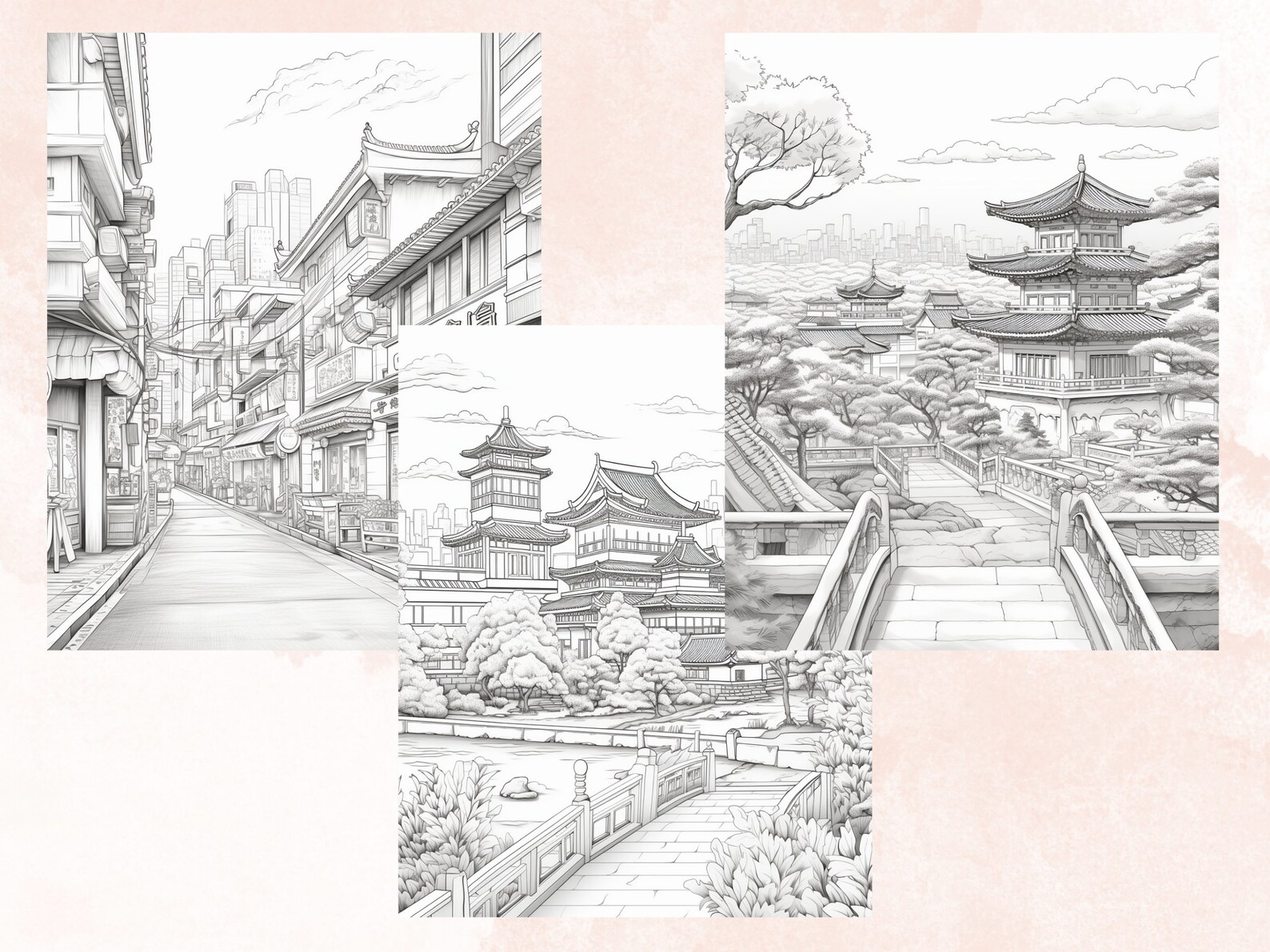 40 Seoul City Coloring Book, Printable PDF, Korean Cafe Scenes Coloring ...